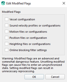 Qimera Edit Modified Flags Dialog